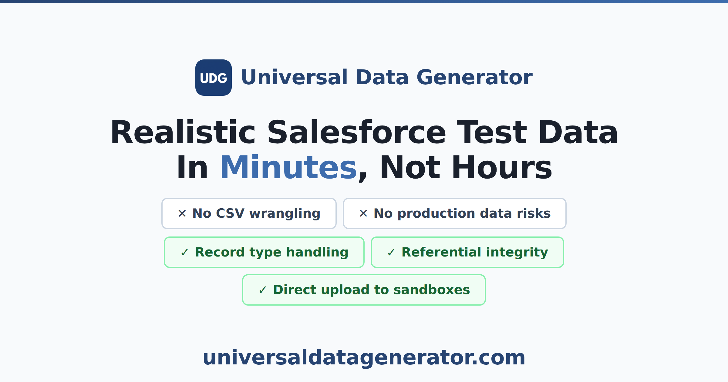 UDG - Salesforce Test Data Generator & Sandbox Seeding Tool